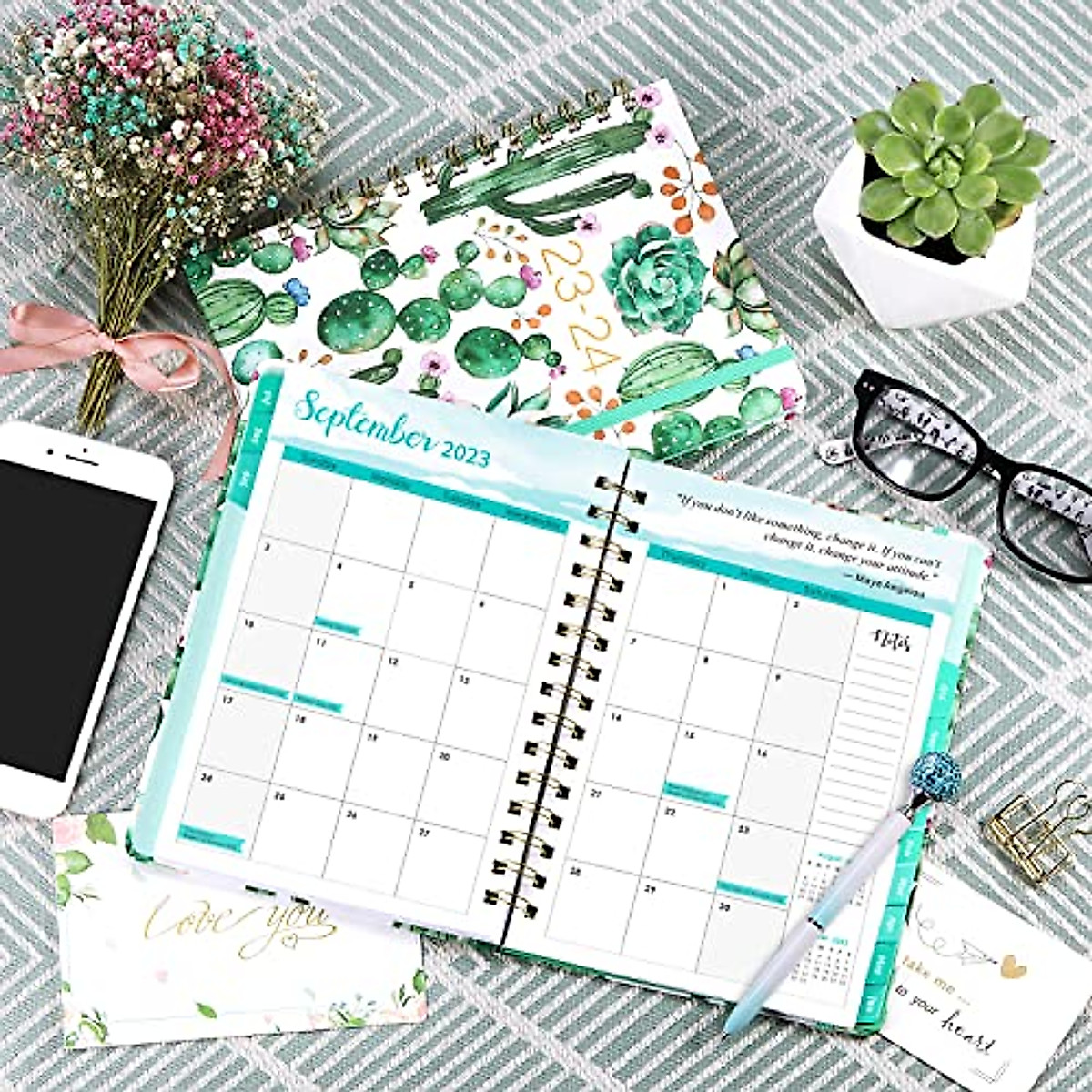 2023-2024 Planner - Planner 2023-2024, Weekly & Monthly Planner, Jul 2023 - Jun 2024, 8.5" x 6.4", Planner with Hardcover, Twin - Wire Binding, Monthly Tabs, Inner Pocket, Elastic Closure, Daily Organizer