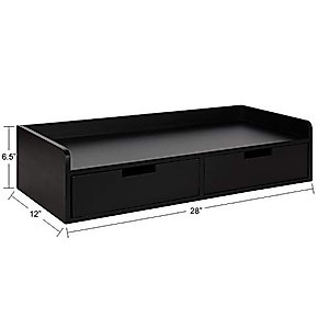 Kate and Laurel Kitt Modern Floating Shelf with Drawers, 28 x 12 x 6.5 inches, Black, Chic Floating Storage Console Table or Desk for Wall