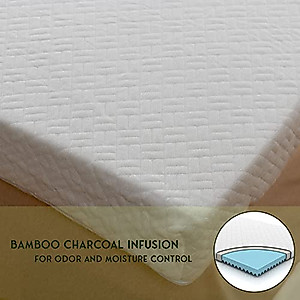 3 inch Foam Mattress Topper,Gel-Infused Egg Crate Memory Foam Topper with Bamboo Charcoal Infusion, Fitted Bed Mattress Topper Removable Bamboo Rayon Cover CertiPUR-US Certified by Lazycat (Twin)