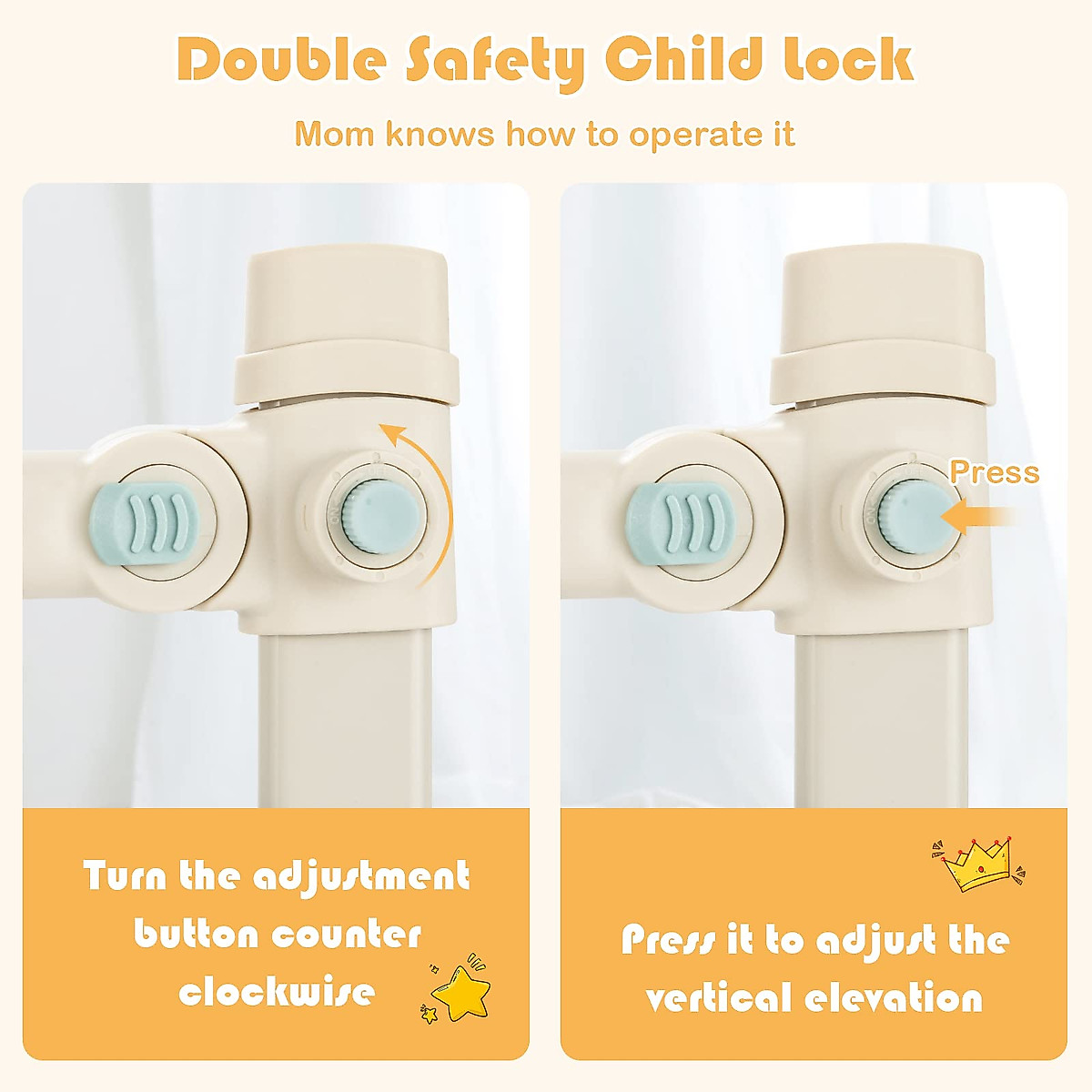 HONEY JOY Bed Rail for Toddlers, 57-in Extra Long, Portable Safety Bed Guardrail w/Double Safety Child Lock, Foldable Baby Bed Rail Guard, Fit King & Queen Full Twin Size Bed Mattress (57 INCH, Gray)