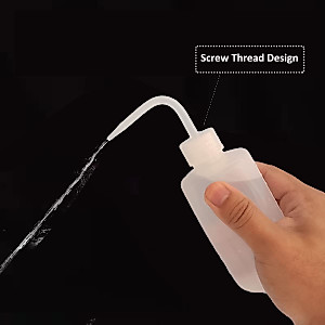 2Pcs 250ml 8.5oz Plastic Safety Wash Bottle,Narrow Mouth Squeeze Bottles for Tattoo Wash，Chemistry, Industry, Lab & Gardening-Black