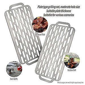 TiTo Titanium BBQ Net Grill Portable Ultralight Non-Stick Meat Grill Grate for Home Garden Outdoor Camping Picnic Hiking Charcoal Holder with Storage Bag (B)