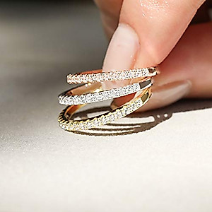 EAMTI 2mm 925 Sterling Silver Wedding Band Cubic Zirconia Half Eternity Stackable Engagement Ring Size 8