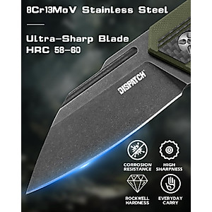 Dispatch Tactical Pocket Knife with Clip, 2.83 Inch 8Cr13MoV Reverse Tanto Blade with Carbon Fiber and G10 Handle, EDC Folding Pocket Knife for Men Women Flipper Pocketknife