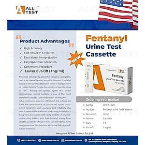 AllTest Fentanyl Urine Test Cassette - at Home Test with Lab Analysis, OTC Cleared, CLIA Waved, 510k Cleared