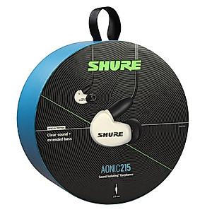 Shure AONIC 215 Wired Sound Isolating Earbuds, Clear Sound, Single Driver, Secure In-Ear Fit, Detachable Cable, Durable Quality, Compatible with Apple & Android Devices - White