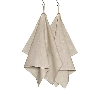 Harmony Idea Linen Kitchen Towels. Natural Absorbent Dish Towel, 100% European Flax - 18" x 28"(Set of 2) (Grey)