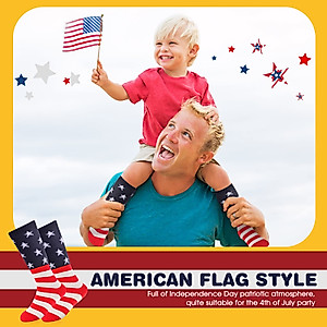 Haysandy Kids 4 Pairs American Flag Socks Cotton Independence Day Socks USA Knee High Socks for Girls Boys Baby Toddler (4-6 Years)