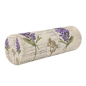 xigua Vintage Lavender Neck Roll Pillow for Neck Relief with Removable Washable Cover - Memory Foam Round Cylinder Bolster, Ergonomically Designed for Head, Neck, Back, and Legs