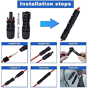 Leehitech PV Connector, Male/Female Multi-Contact Solar Panel Cable Connectors with 2 Pack Wrench, 1500V 30A IP67 Waterproof 6 Pairs (14~10 AWG)