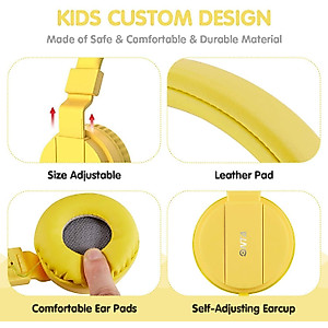 ONTA Kids Headphones for Boys Girls - Child Student Headset Wired plug Toddler Earphones School Teen on Ear for Ipad | Computer | Smart phone | Amazon Fire Tablet | Laptop | Plane Travel | Game,yellow