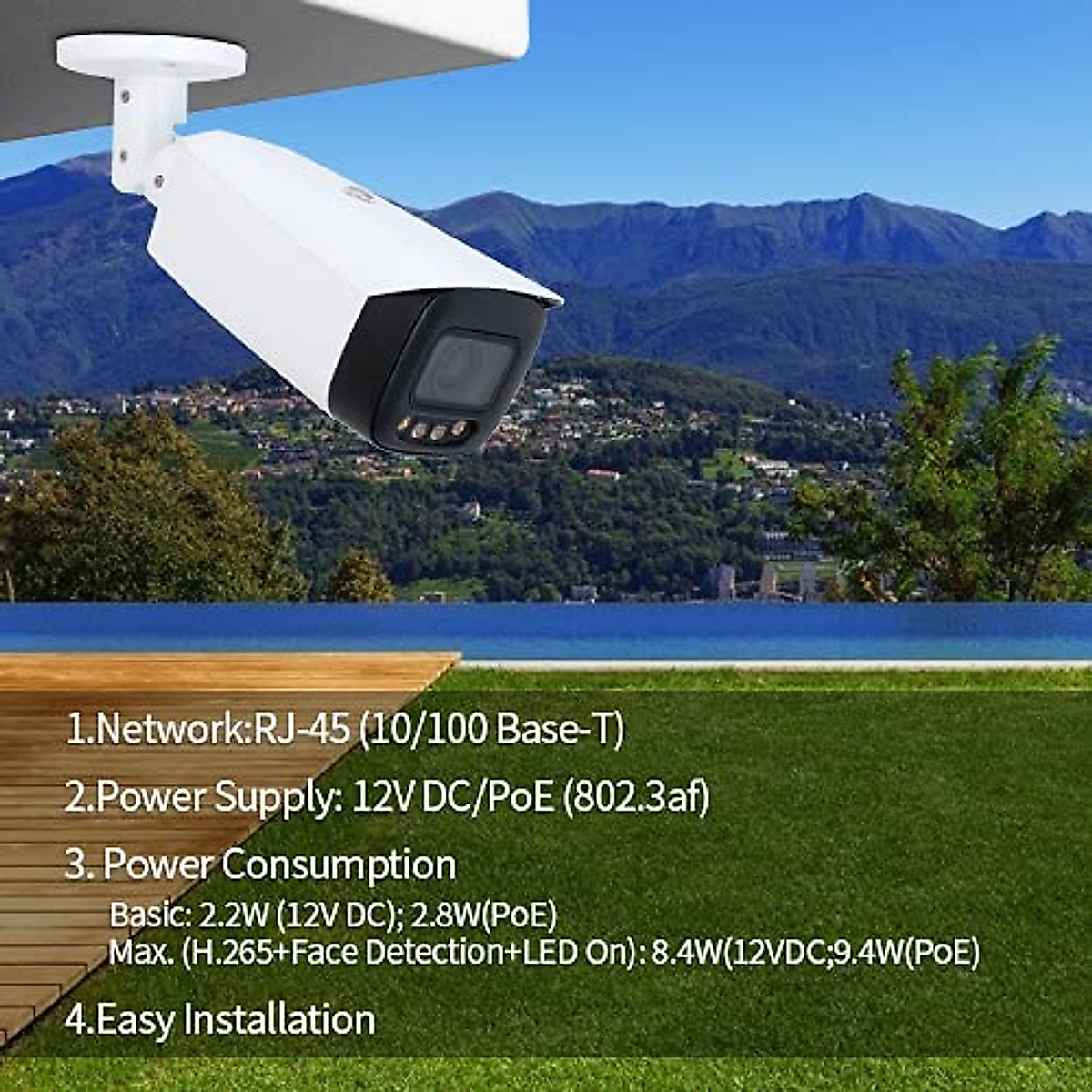 EmpireTech 4K 8MP 1/1.2" CMOS Ultra Low Light Full-Color AI IP Camera Warm LED Bullet SMD 3.0 IP67 Weatherproof, Built-in Mic and Speaker,ePOE and POE, SMD Plus,Face Detection,IPC-Color4K-X 3.6mm