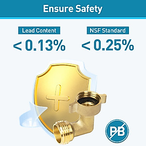 QNINE 90 Degree Hose Elbow, 3/4" NH Thread, Brass Hose Connector, Perfect for RV, Washing Machine, Faucet, 2-Pack