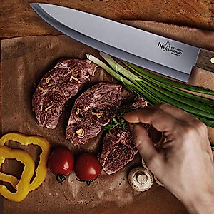 New England Cutlery Premium High Carbon Stainless Steel 8-Inch Pro Chef Knife with Sharp Razor Edge with Walnut Wood Handle