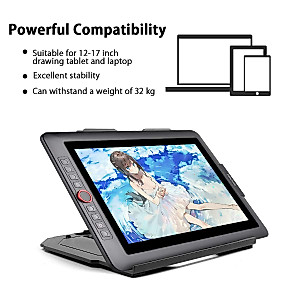 Frunsi Drawing Tablet Stand, Laptop Stand, Foldable Stand for Tablet Display, 9 Levels Adjustable Angles with a Built-in Phone Holder, for 12-17 inch Drawing Tablet, Smartphones