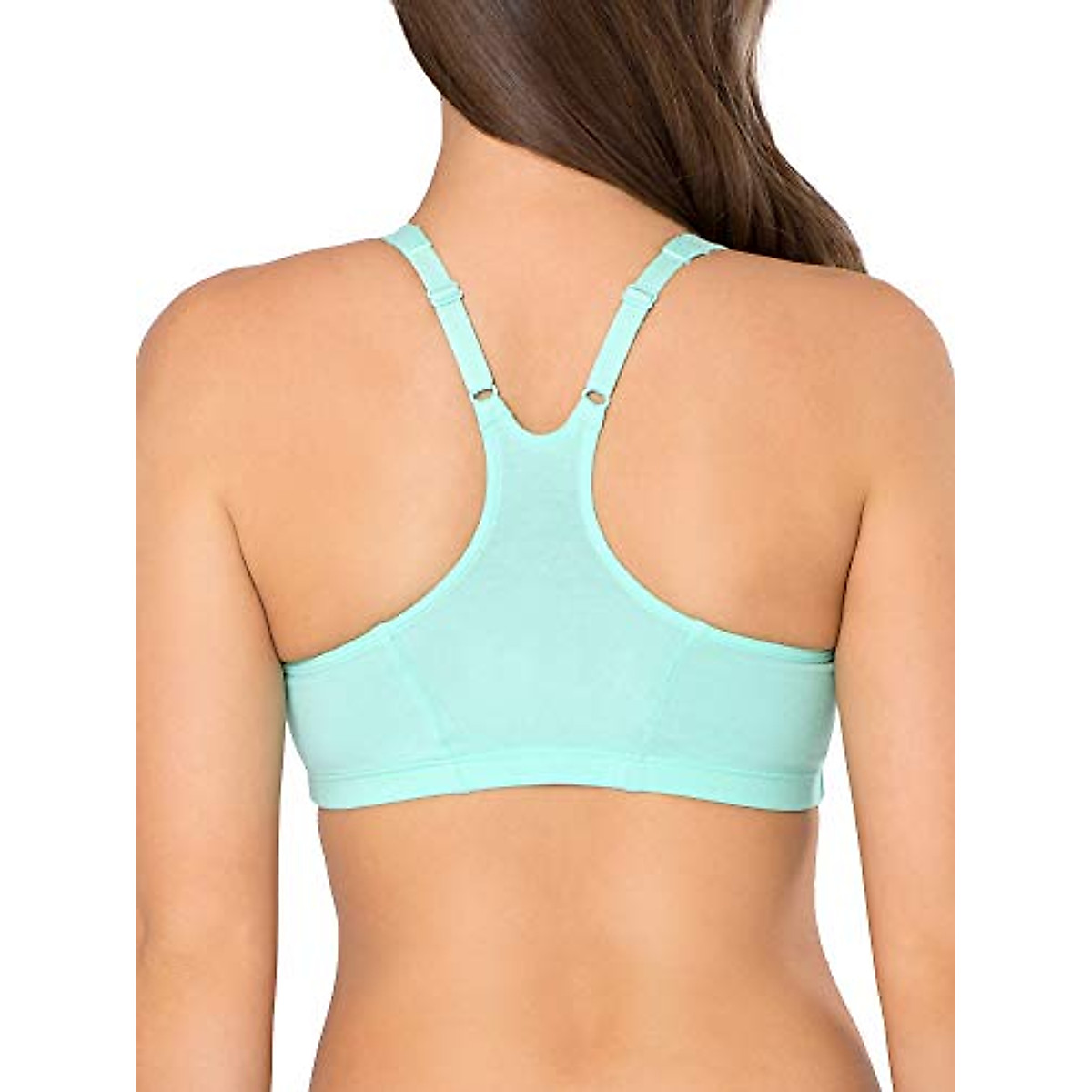 Fruit of the Loom womens Adjustable Shirred Front Racerback Sports Bra, Mint Chip/White/Grey Heather - 3 Pack, 40 US