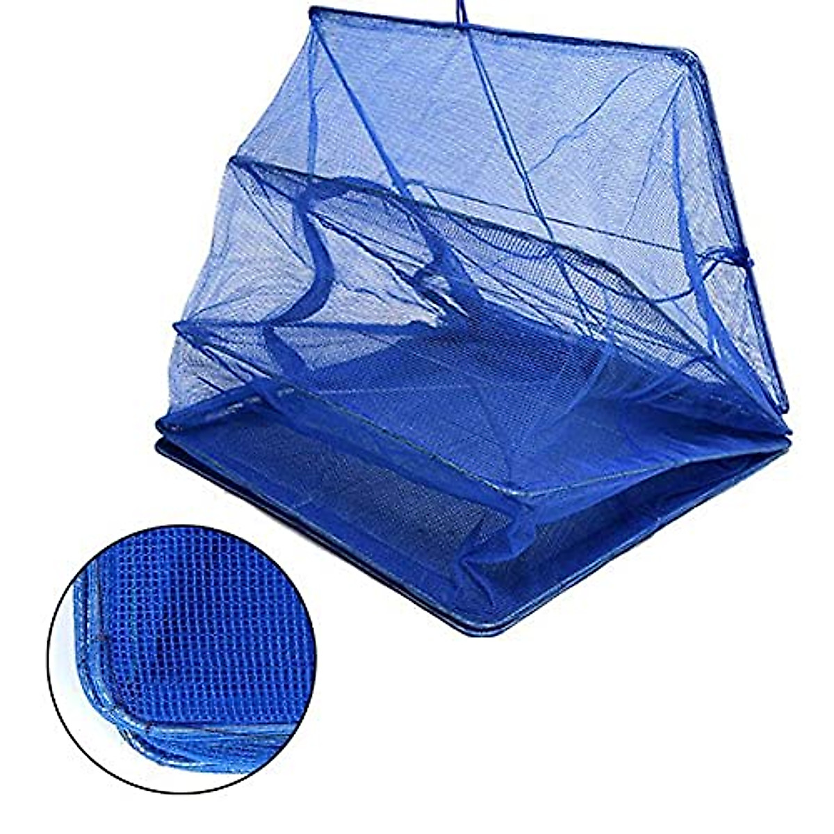 Coolbeauty 4 Layers Meat Drying Net, Foldable Nylon Fish Net Drying Rack, Folding Vegetable Food Dehydrator Receive Storage Carrying Bag with Zipper Blue (15.7X15.7inch/40X40cm cm)