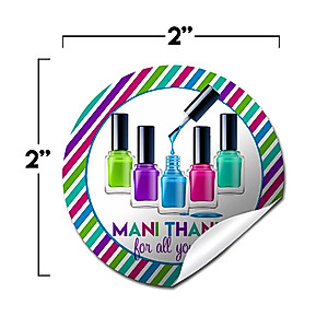 “Mani Thanks” Teacher, Staff, or Employee Appreciation Thank You Sticker Labels, 40 2" Party Circle Stickers by AmandaCreation, Great for Envelope Seals & Gift Bags
