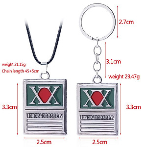 HxH Themed Hunter License Keychain Necklace Set - Hunter Killua GON Anime Key Chain - Halloween Cosplay Gifts for Women Men