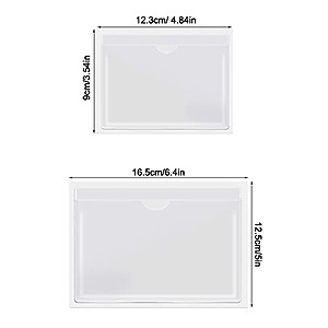 Self-Adhesive Index Card Pockets 30 Pcs 4.72 x 3.54 Inches & 10 Pcs 6.5 x 5 Inches, Blank Insert Cards for Storage Organizing Catalogs and Loss prevention