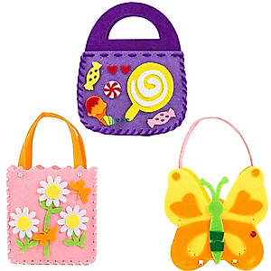 TOYANDONA 6Pcs Sewing Kit for Kids, Creative Kids Handbag Cartoon Nonwoven DIY Handbag Kit for Girls Kit Crafts and Arts