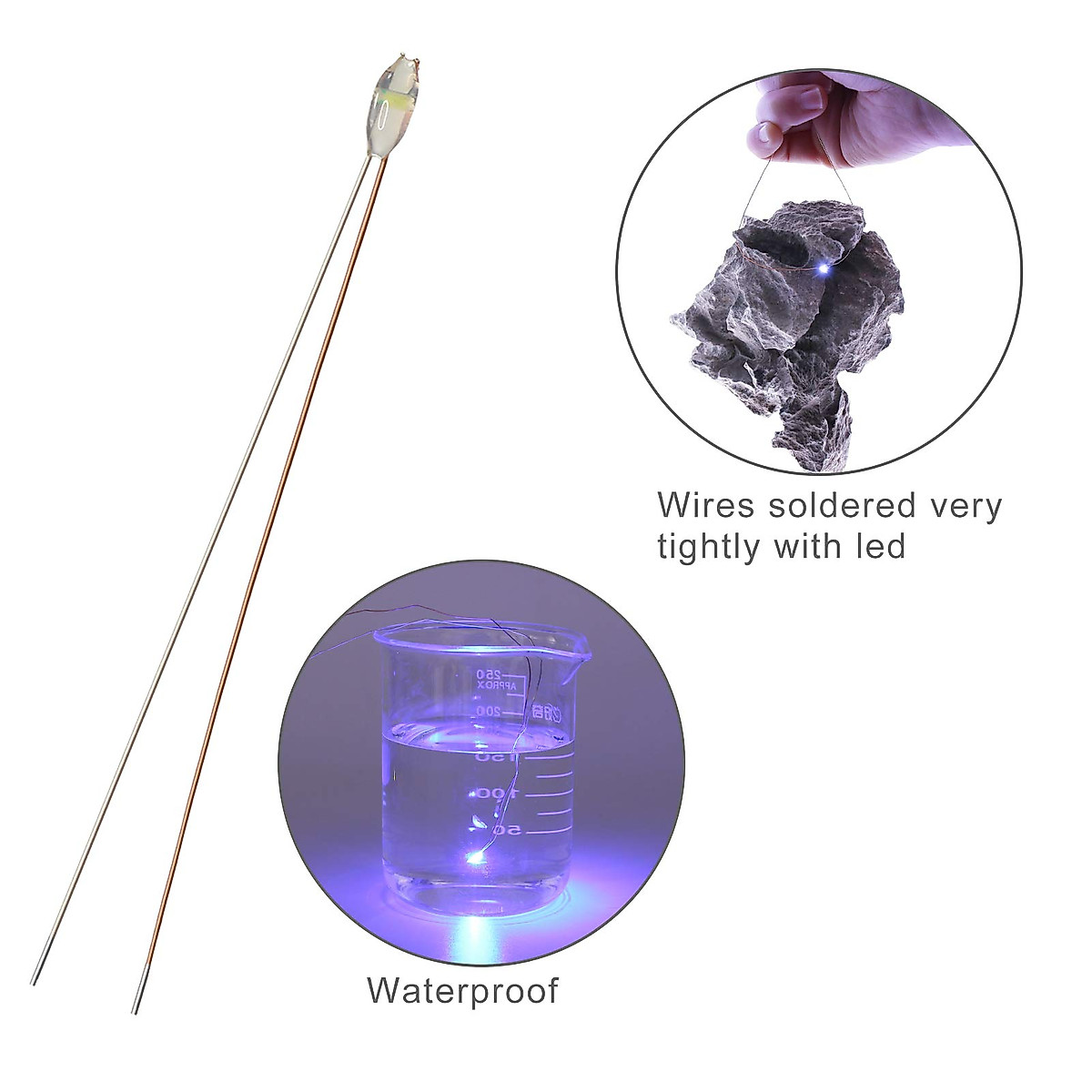 Evemodel 30pcs Pre-Wired Micro Litz Wire Yellow 0603 SMD LED Light 7.8'' Wire Resin Cover Waterproof CD0603Y