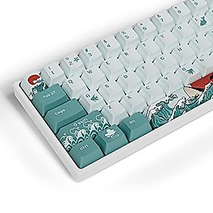 Keycaps 60 Percent - PBT Keycap Set, 71 Key Custom Keycaps for Mechanical Keyboards, OEM Profile, English (US) Layout - Coral Sea