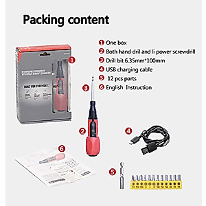 Jiahe Cordless Screwdriver, Electric Rechargeable Screwdriver 3.6V 800mAh Li-ion with Battery Indicator LED light with 12 Free Accessories for Home DIY,Both Hand and Mini Cordless Screwdriver Drill