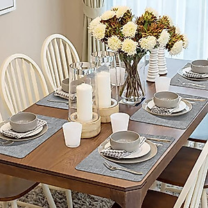 Maxpearl Faux Leather Placemats Set of 6 - Waterproof - Wipe Clean - Heat Resistant - Anti Slip Dining Table Place Mats, Suitable for Indoor & Outdoor Use, 17’’×12’’, Grey