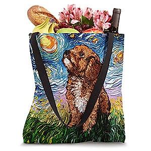 Cavapoo Starry Night Impressionist Dog Art by Aja Tote Bag