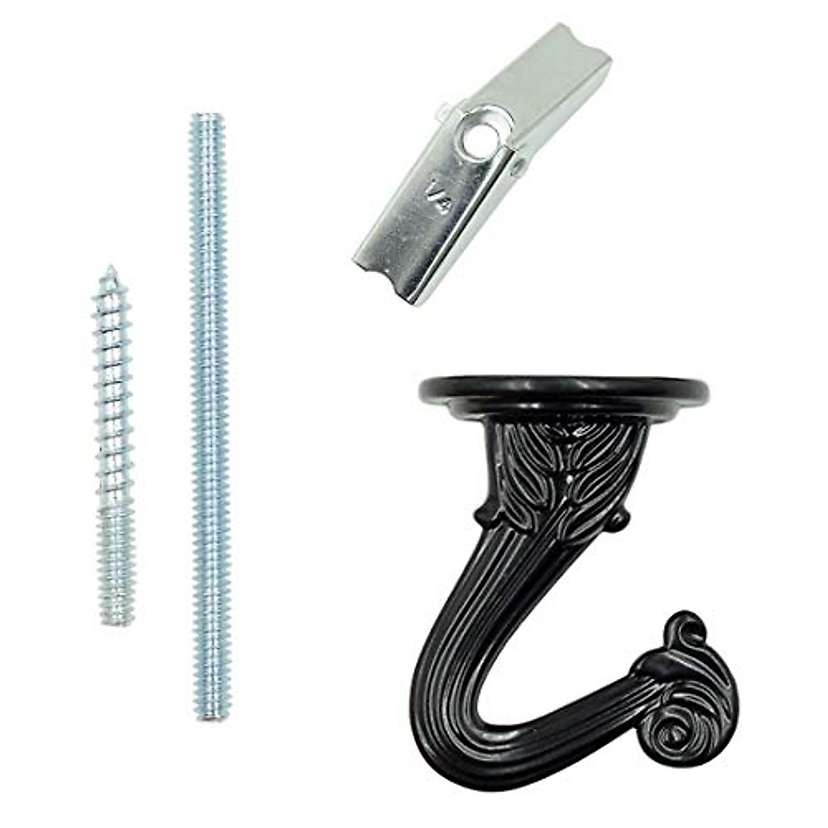 Hxchen 38mm/1.5" Ceiling Hooks - Heavy Duty Swag Hook with Steel Screws Bolts and Toggle Wings for Hanging Plants Ceiling Installation Cavity Wall Fixing Black - (2 Sets)