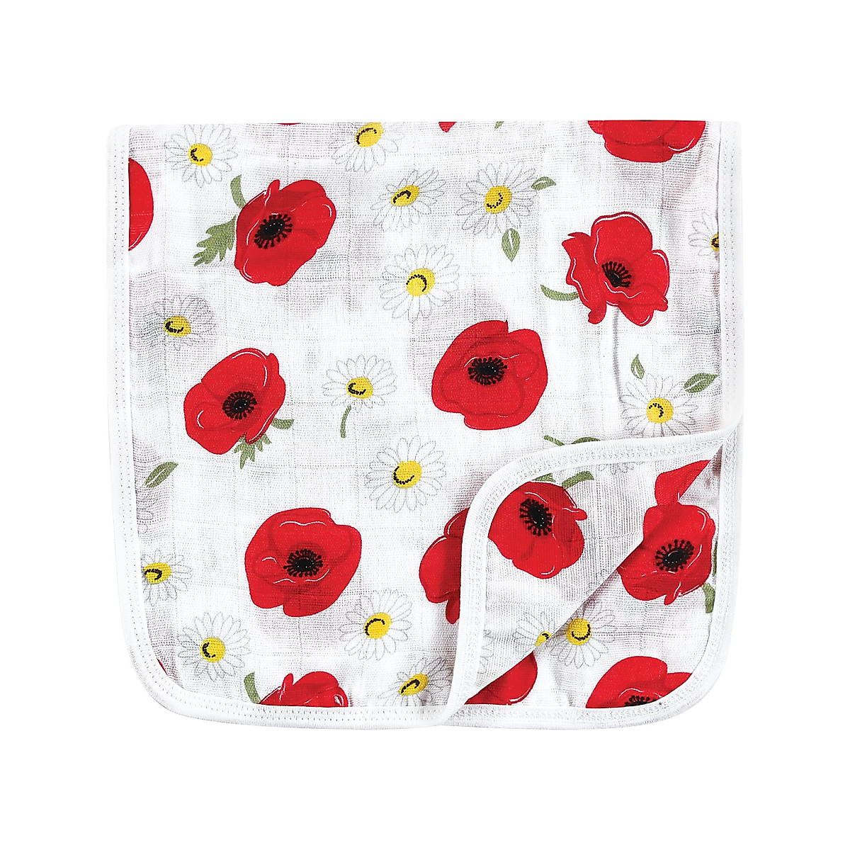 Hudson Baby Unisex Baby Muslin Burp Cloth 7pk, Poppy Daisy, One Size