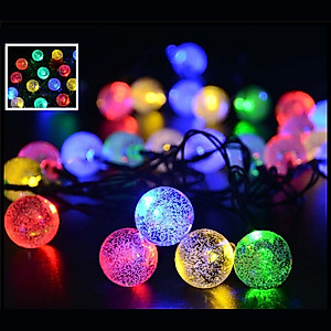 2 pack Solar String Lights Solar Fairy Christmas String Lights Crystal golobe ball Flower Garden LED Lights Waterproof Lamp Decorative Lighting for Home, Garden, Party, Festival Holiday Decorations