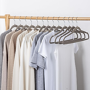 ELONG HOME Velvet Hangers 50 Pack, Grey Slim Felt Hangers with 360° Swivel Hook, Non Slip Skinny Hangers Heavy Duty Adult Hangers for Coats, Pants & Dress Clothes