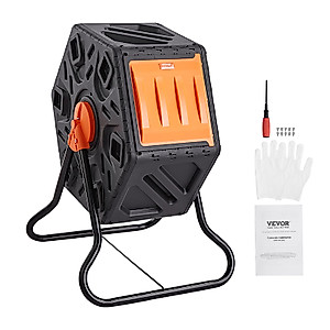 VEVOR Compost Bin, 18.5-Gal Small Composting Tumbler, Compact Single Rotating Chamber with Sliding Door and Steel Frame, BPA Free Composter Bin Tumbler for Garden, Kitchen, Yard, Outdoor