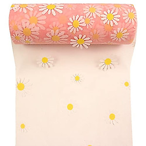 Yuanchuan Daisy Glitter Tulle Rolls 6 inch x 10 Yards (30 feet) Pink Color Tulle Rolls Spool Fabric Tutu for DIY Skirts Wedding Gift Wrap Sewing Crafting Bow Bridal Decorations Birthday Party (Pink)