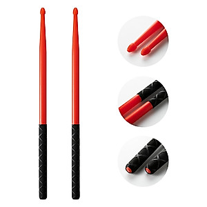 Nylon Drumsticks 2 pairs with ANTI-SLIP Handles for Drum,Exercise Plastic Drum Sticks,Attractive,Light and Durable Sticks for Drums,Musical Instrument Percussion Accessories (Black and Red)
