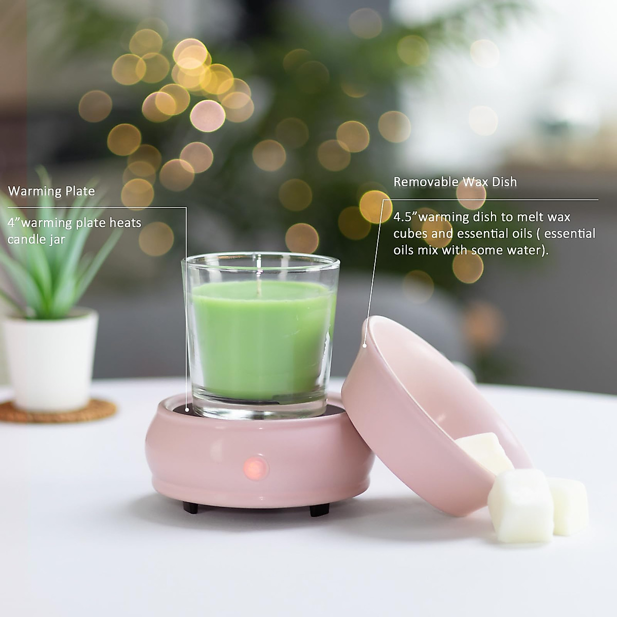 Bobolyn Wax Candle Melt Warmer Burner - 3-in-1 Ceramic Essential Oil Burner Electric Scented Fragrance Candle Melter for Home Office Bedroom Living Room Decor