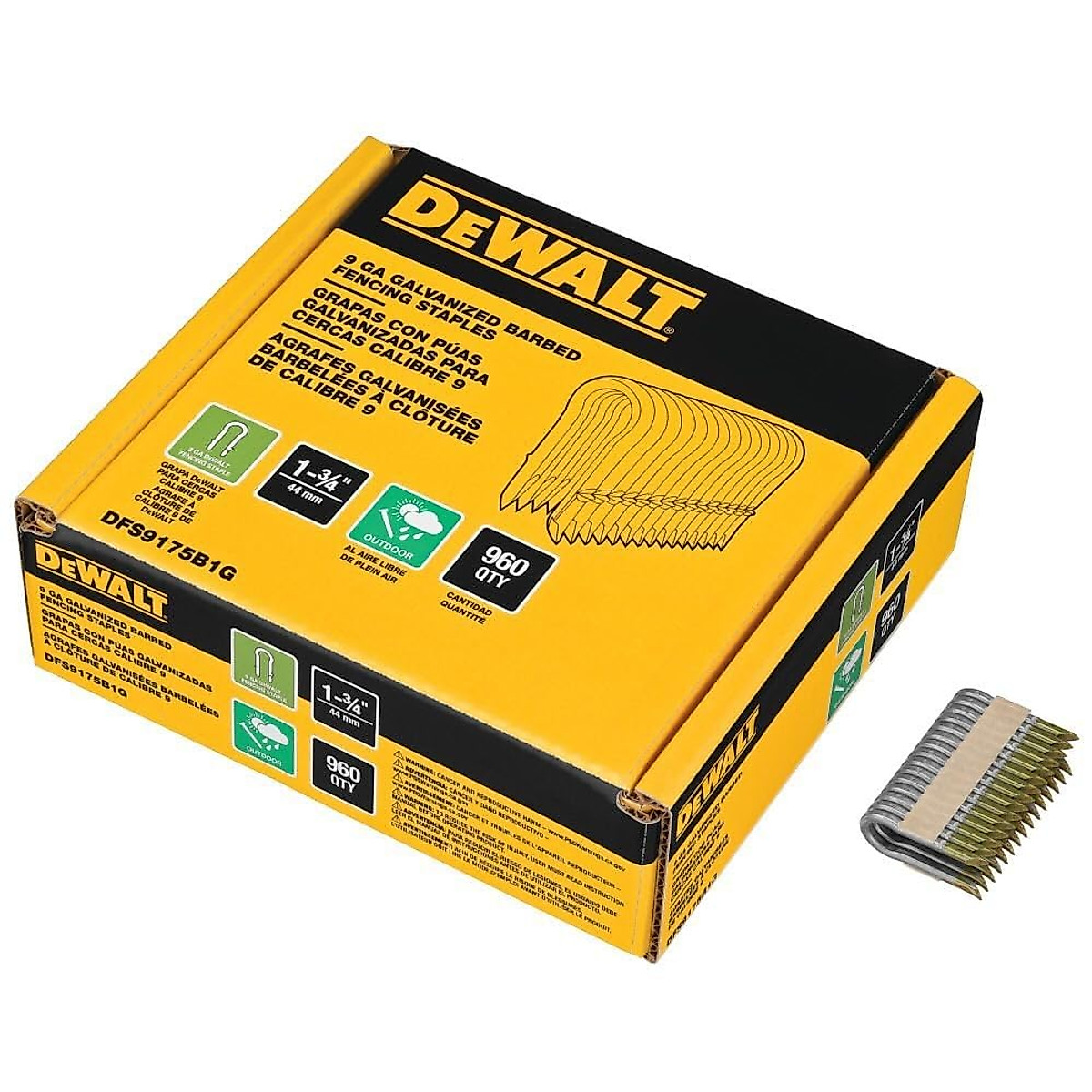 DEWALT DFS9175B1G 1.75" 9 GA Galvanized Barbed Fencing Staples
