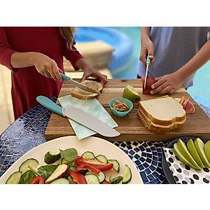 Handstand Kitchen 3-Piece 5", 6" and 7" Serrated BPA-Free Knife Set for Kid Safe Cooking