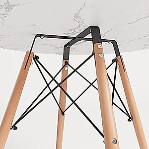 NIERN Round Dining Table with MDF Top,Marble Modern Kitchen Table for Dining Room Kitchen Home Office (Mable)