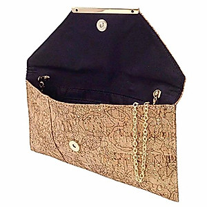 Unique Pattern Laser Cut Cork Envelope Clutch, Gold