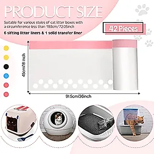 42 Count Jumbo Sifting Cat Litter Bags 36 x 18 Inch Extra Large Thick Cat Litter Box Liners with Holes Disposable Thick Scratch Resistant Cat Litter Bags Drawstring Litter Box Liners for Litter Box