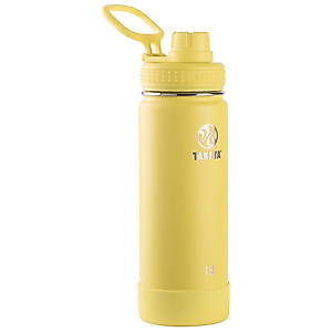 Takeya Actives Insulated Stainless Steel Water Bottle with Spout Lid Bundle (18 Ounce)