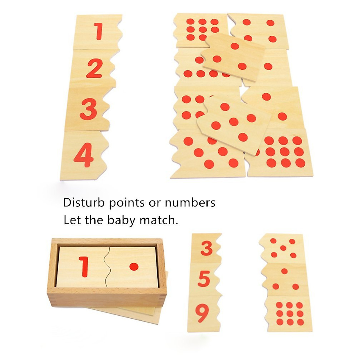 Leader Joy Montessori USA Montessori Math Materials Number Puzzle 1-10 for Preschool Early Learning Tool