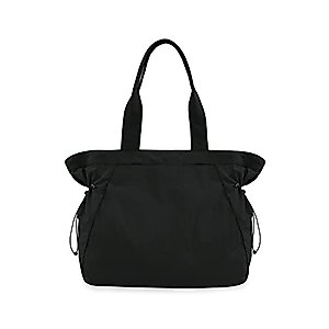 ODODOS 18L Side-Cinch Shopper Bags Lightweight Shoulder Bag Tote Handbag for Shopping Workout Beach Travel, Black