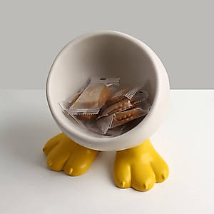 Relexome Easter Cute Duck Candy Servers Bowl Foot Key Bowl Animal Candy Dish Decorative Bowl for Entryway Table Office Home Decor, Small Pedestal Ceramic Fruit Bowl,Cookie Snack Footed Key Tray,7 Inch
