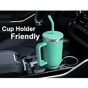 DLOCCOLD 40 oz Tumbler with Handle, Straw & Lid, Insulated Double Walled Stainless Steel Tumbler, Reusable Travel Coffee Mug for Women Men, Water Tumbler with Silicone Boot