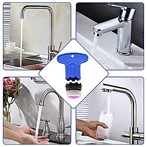 Jersvimc 4Pcs(2 Set) M16.5 Cache Faucet Aerator with Key Removal Wrench Tool, Bathroom Water Faucet Aerator Adapter Replacement Parts Water Flow Restrictor for Faucet Kitchen
