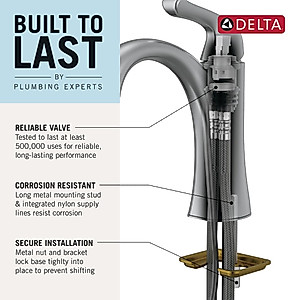 Delta Faucet Nicoli Single Hole Bathroom Faucet Brushed Nickel, Single Handle Bathroom Faucet, Drain Assembly, Stainless 15749LF-SS